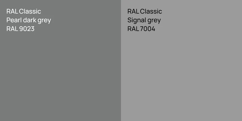 RAL Classic Pearl dark grey vs. RAL Classic Signal grey comparison