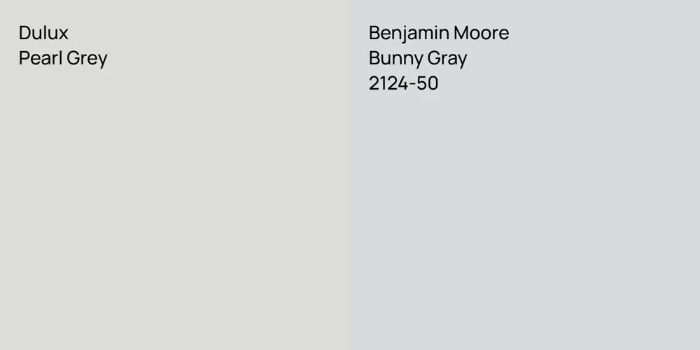 Dulux Pearl Grey vs. Benjamin Moore Bunny Gray comparison