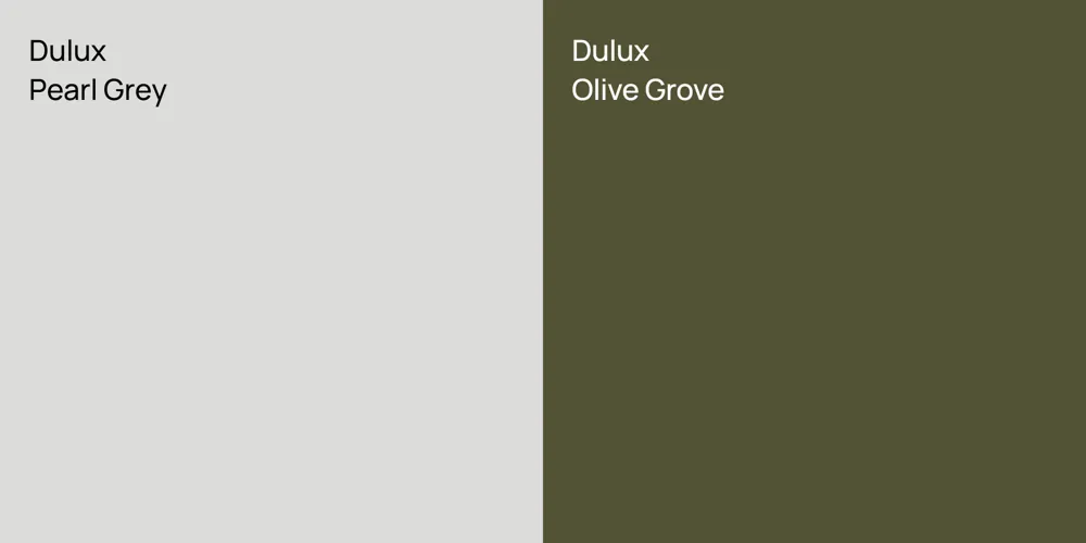 Dulux Pearl Grey vs. Dulux Olive Grove comparison