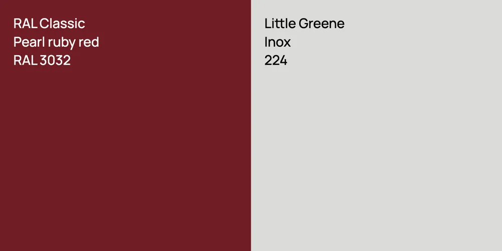 RAL Classic Pearl ruby red vs. Little Greene Inox comparison