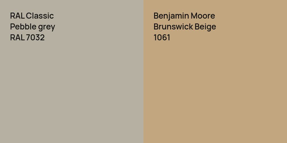 RAL Classic Pebble grey vs. Benjamin Moore Brunswick Beige comparison