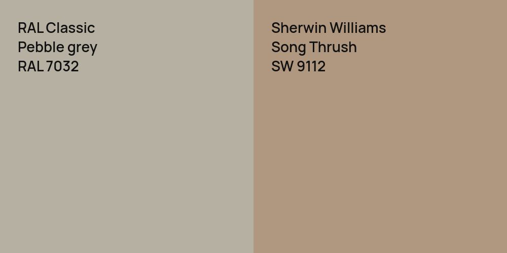 RAL Classic Pebble grey vs. Sherwin Williams Song Thrush comparison