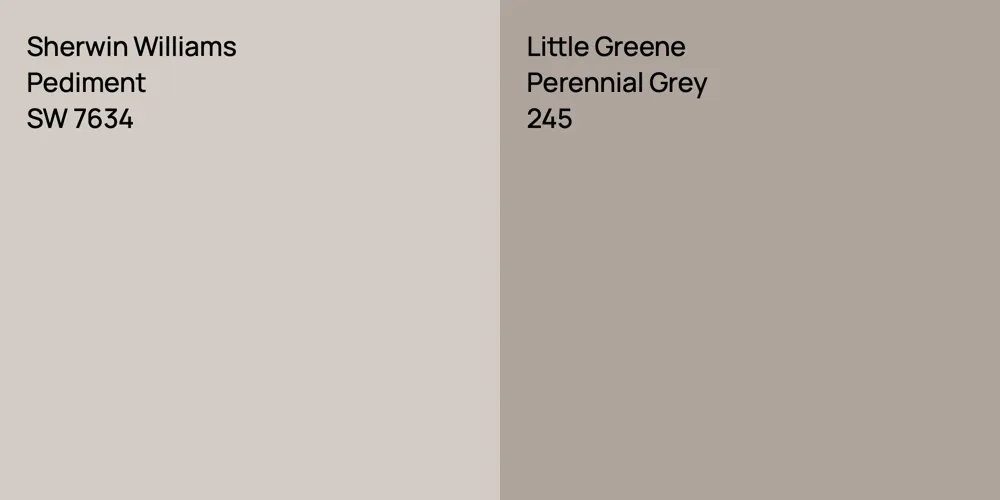 Sherwin Williams Pediment vs. Little Greene Perennial Grey comparison