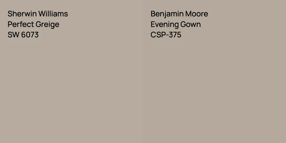 Sherwin Williams Perfect Greige vs. Benjamin Moore Evening Gown comparison