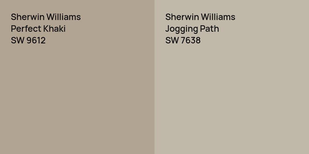 Sherwin Williams Perfect Khaki vs. Sherwin Williams Jogging Path comparison