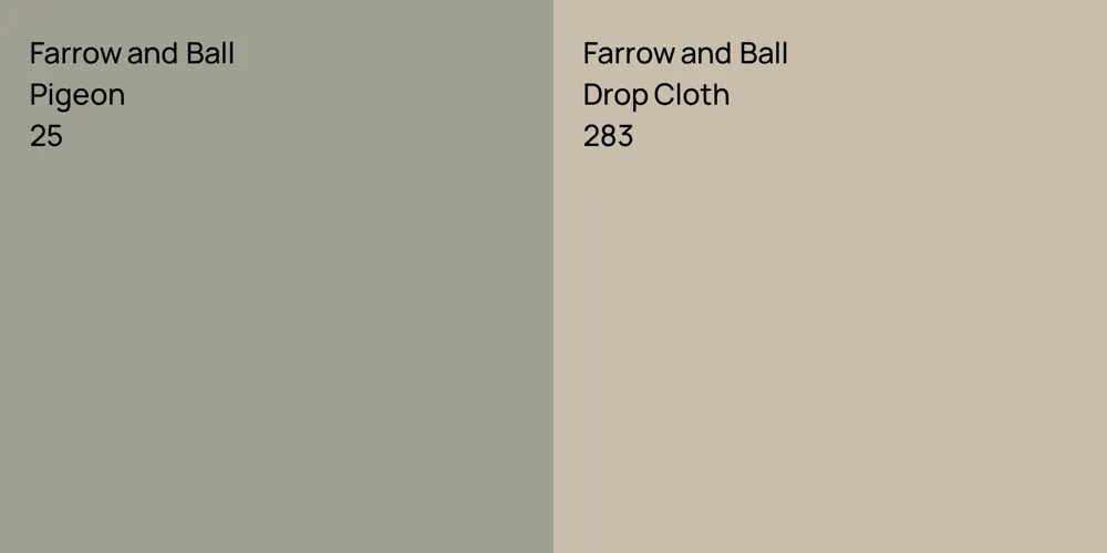 Farrow and Ball Pigeon vs. Farrow and Ball Drop Cloth comparison