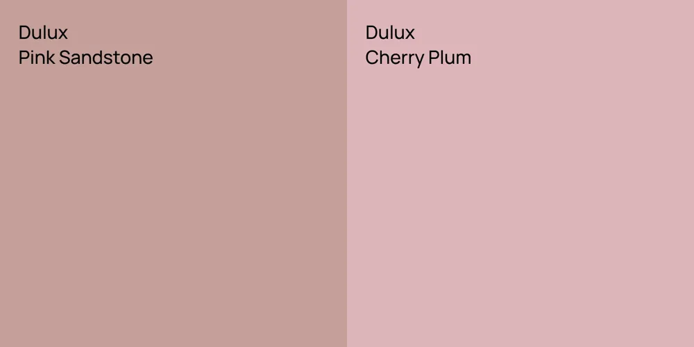 Dulux Pink Sandstone vs. Dulux Cherry Plum comparison