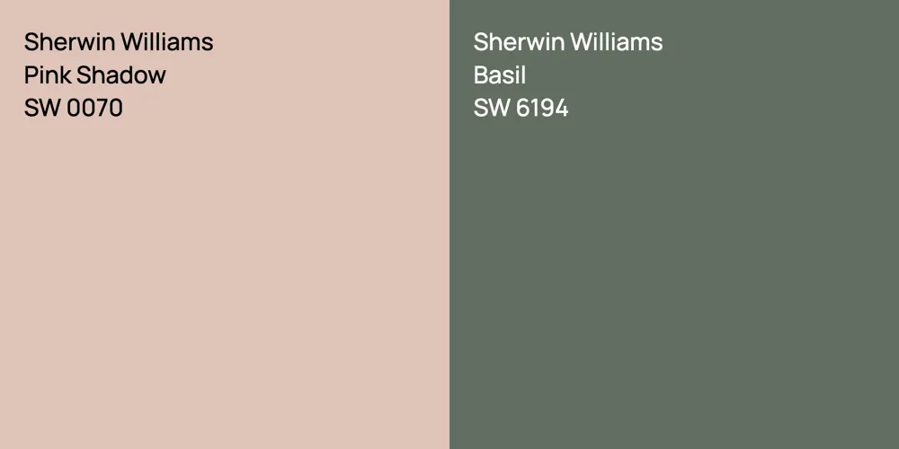 Sherwin Williams Pink Shadow vs. Sherwin Williams Basil comparison