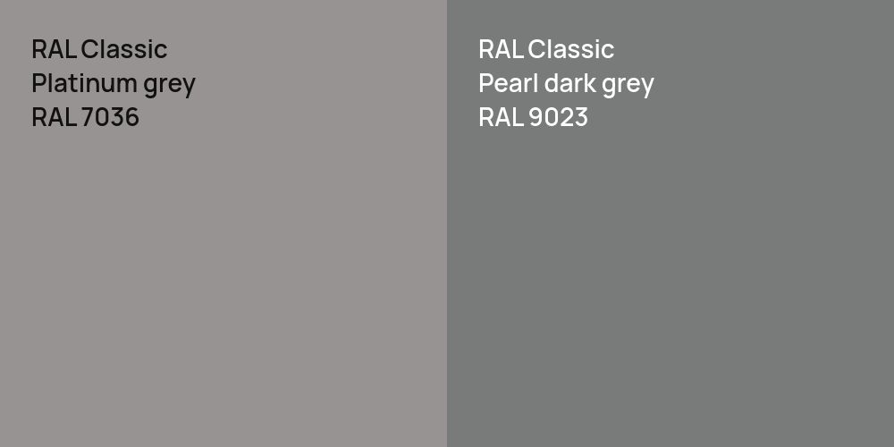 RAL Classic Platinum grey vs. RAL Classic Pearl dark grey comparison