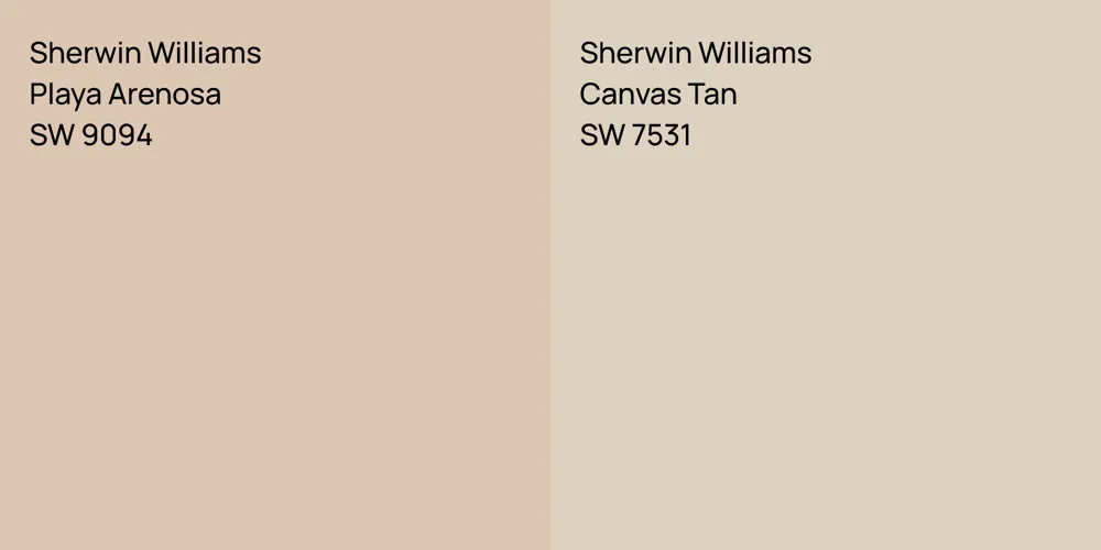 Sherwin Williams Playa Arenosa vs. Sherwin Williams Canvas Tan comparison