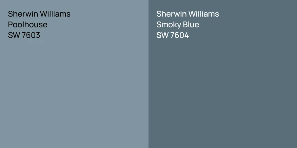 Sherwin Williams Poolhouse vs. Sherwin Williams Smoky Blue comparison