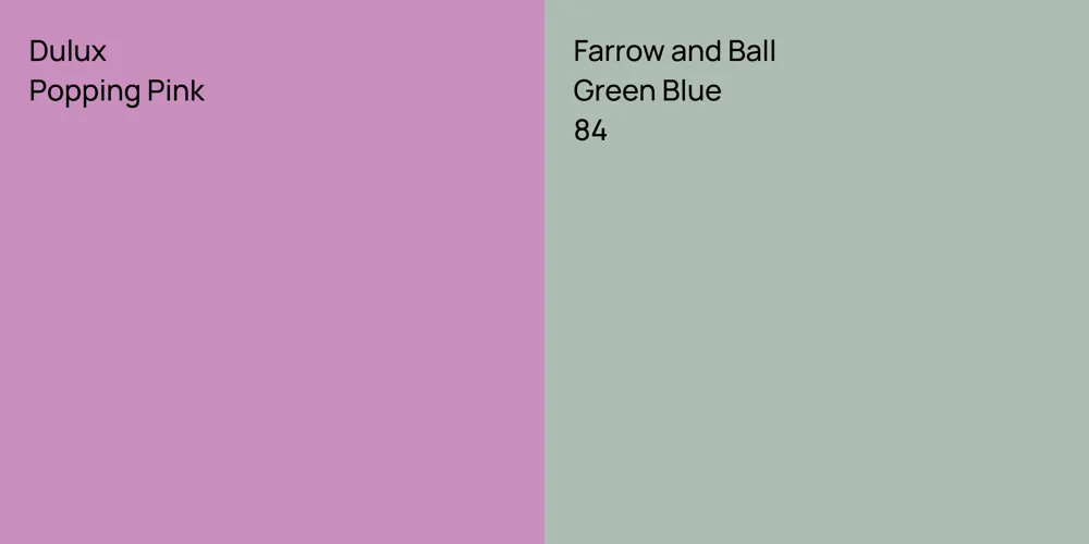 Dulux Popping Pink vs. Farrow and Ball Green Blue comparison