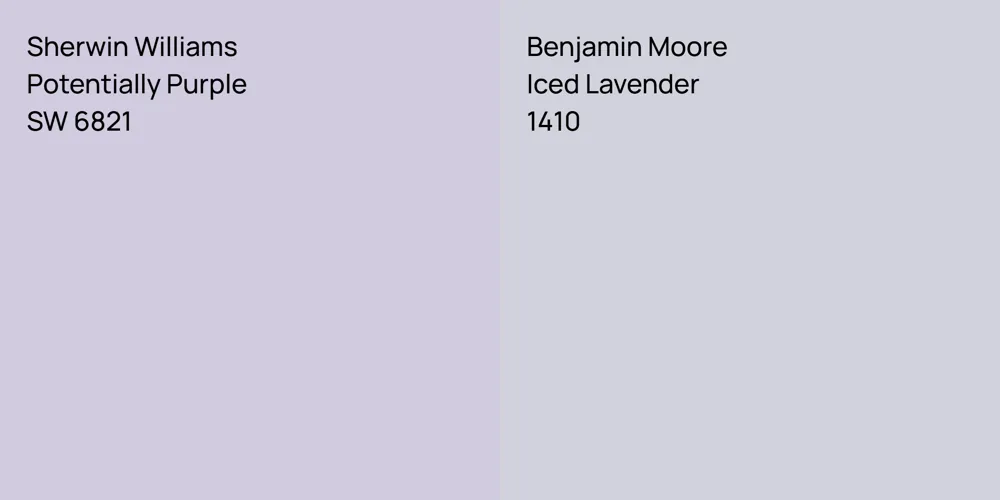 Sherwin Williams Potentially Purple vs. Benjamin Moore Iced Lavender ...