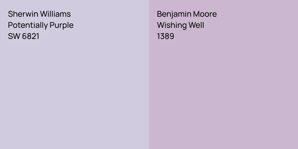 Sherwin Williams Potentially Purple vs. Benjamin Moore Wishing Well ...