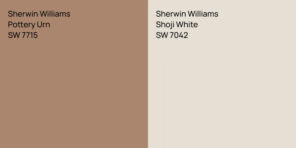Sherwin Williams Pottery Urn vs. Sherwin Williams Shoji White comparison