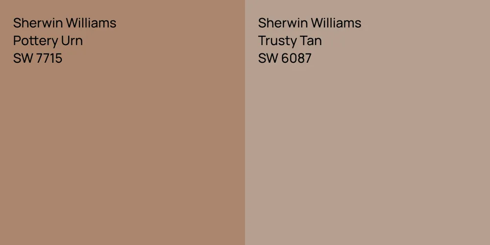 Sherwin Williams Pottery Urn vs. Sherwin Williams Trusty Tan comparison
