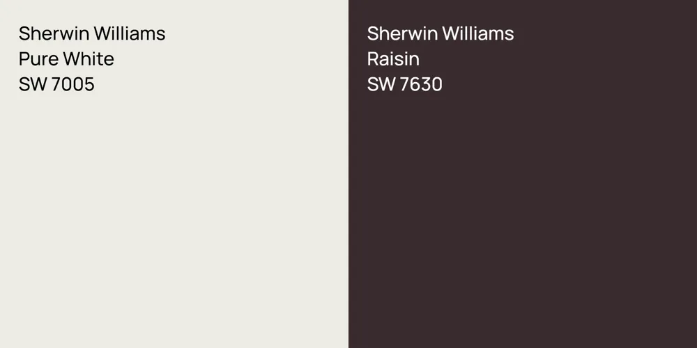 Sherwin Williams Pure White vs. Sherwin Williams Raisin comparison