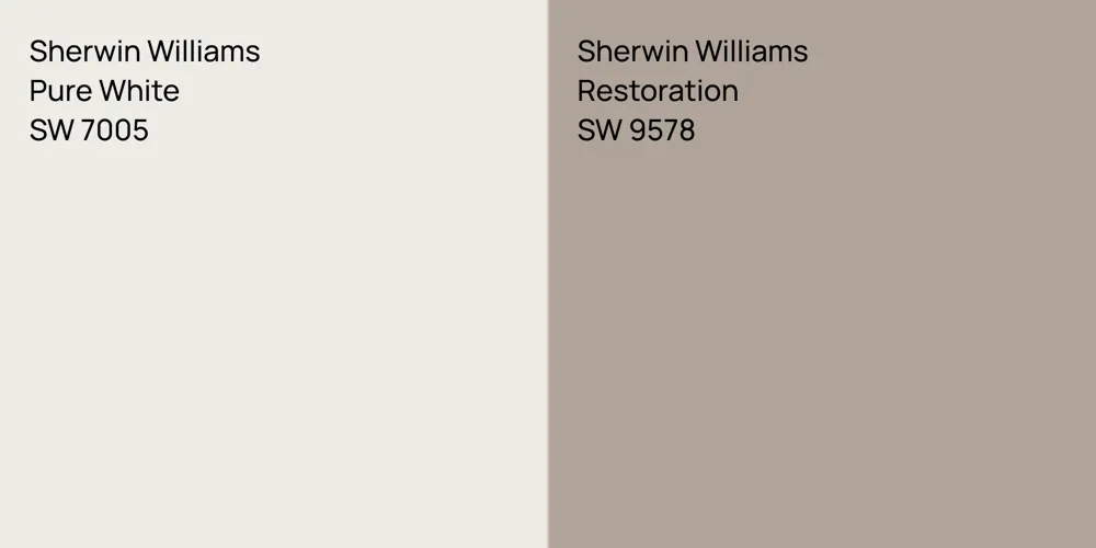 Sherwin Williams Pure White vs. Sherwin Williams Restoration comparison