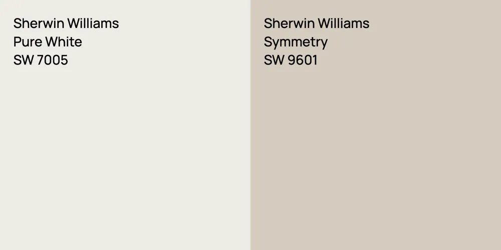 Sherwin Williams Pure White vs. Sherwin Williams Symmetry comparison