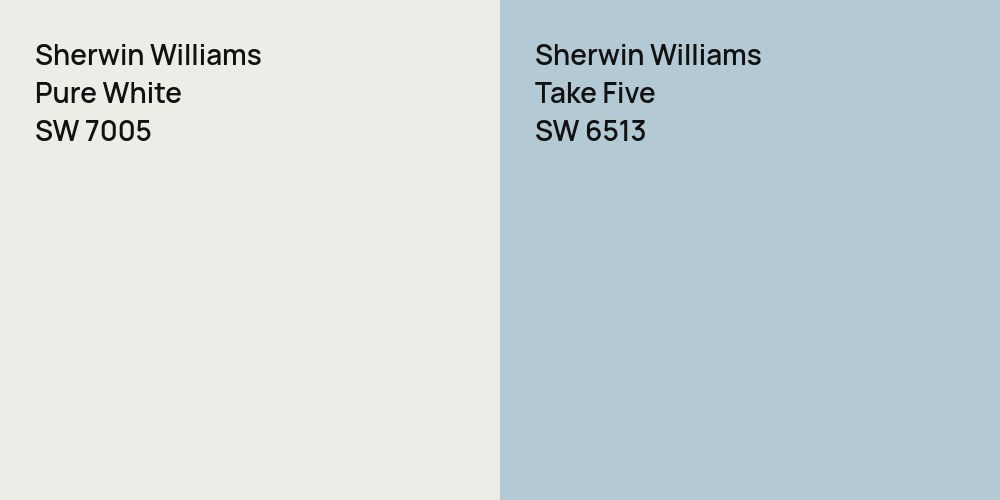 Sherwin Williams Pure White vs. Sherwin Williams Take Five comparison