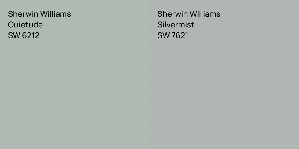 Sherwin Williams Quietude vs. Sherwin Williams Silvermist comparison