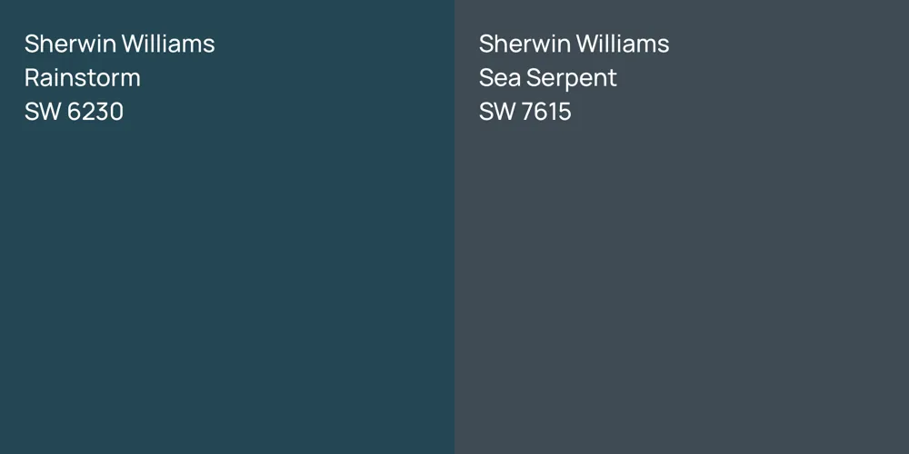 Sherwin Williams Rainstorm vs. Sherwin Williams Sea Serpent comparison