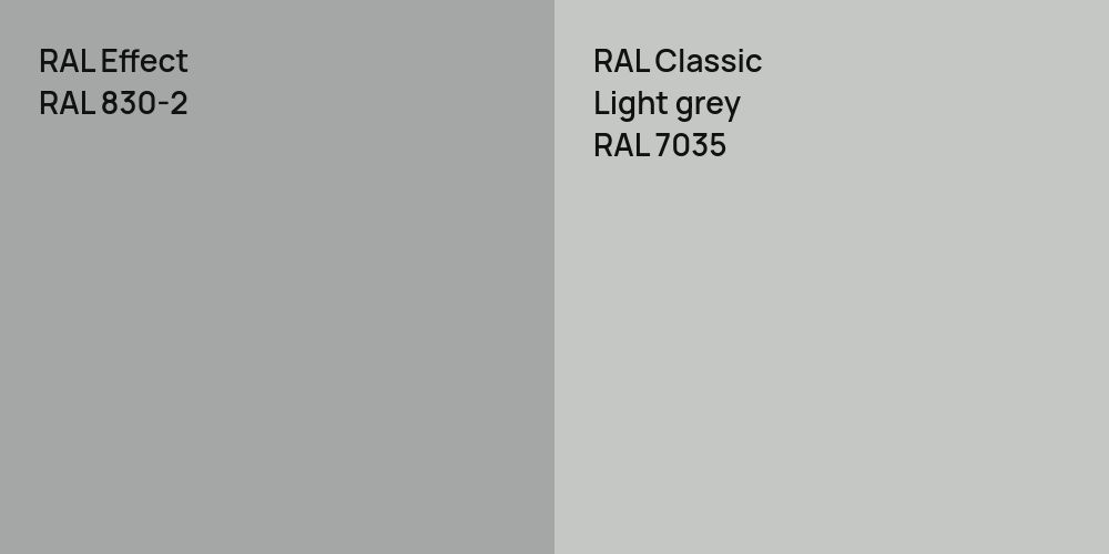 RAL Effect RAL 830-2 vs. RAL Classic Light grey comparison
