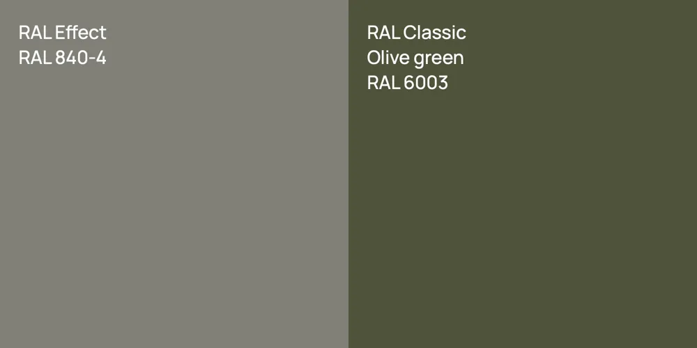 RAL Effect RAL 840-4 vs. RAL Classic Olive green comparison