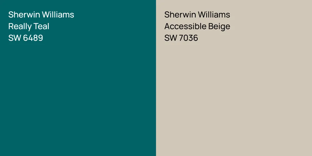 Sherwin Williams Really Teal vs. Sherwin Williams Accessible Beige ...