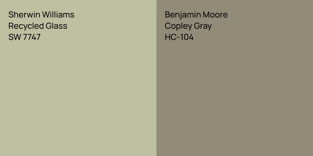 Sherwin Williams Recycled Glass vs. Benjamin Moore Copley Gray comparison