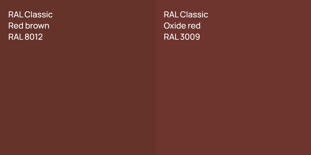 RAL Classic Red brown vs. RAL Classic Oxide red comparison