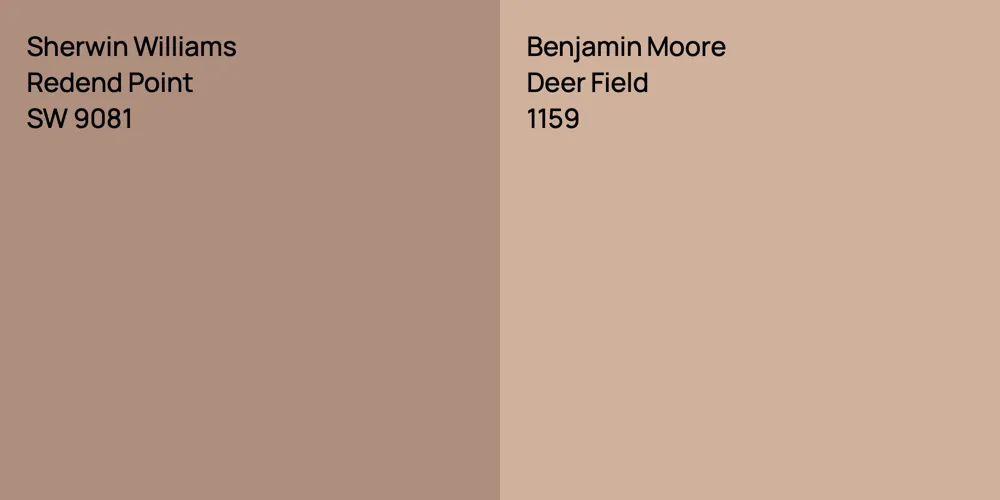 Sherwin Williams Redend Point vs. Benjamin Moore Deer Field comparison
