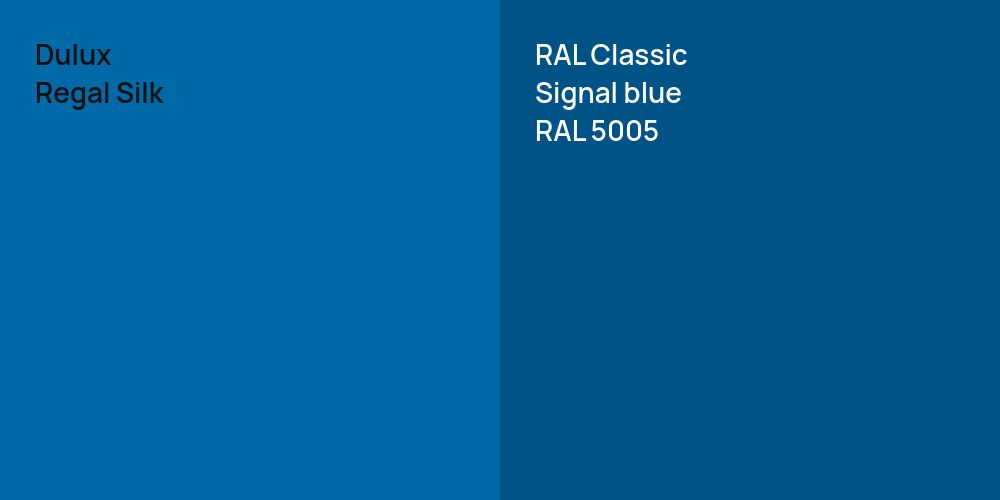 Dulux Regal Silk vs. RAL Classic Signal blue comparison