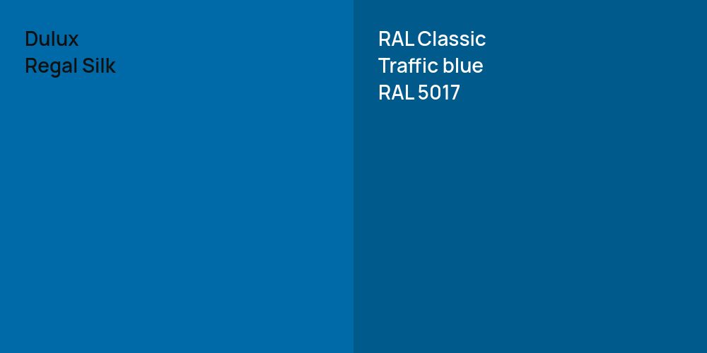Dulux Regal Silk vs. RAL Classic Traffic blue comparison