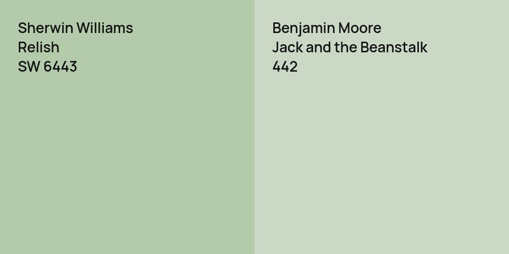 Sherwin Williams Relish vs. Benjamin Moore Jack and the Beanstalk ...