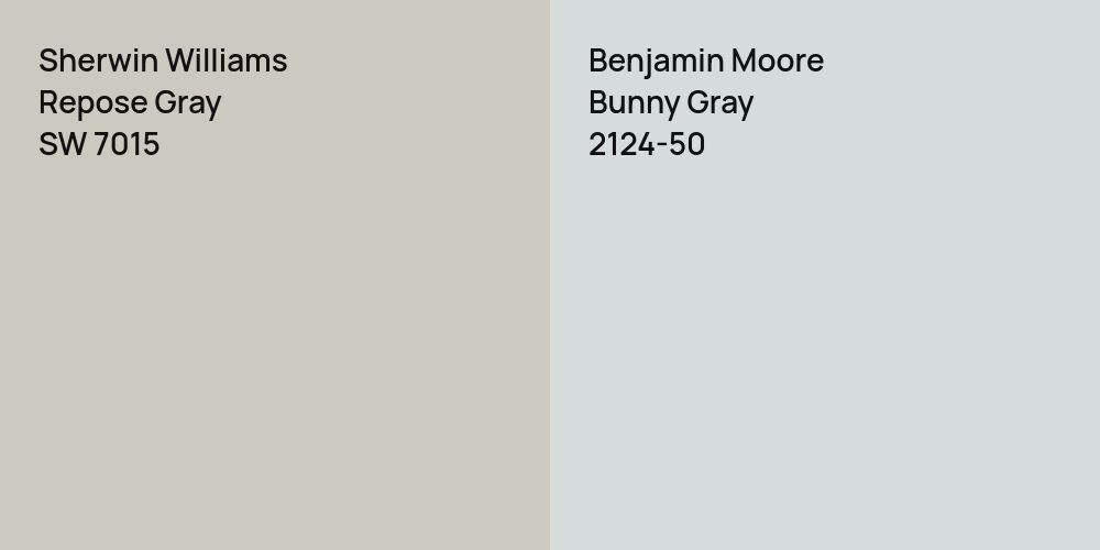 Sherwin Williams Repose Gray vs. Benjamin Moore Bunny Gray comparison