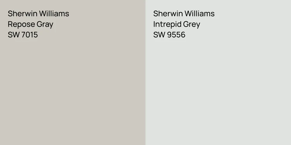 Sherwin Williams Repose Gray vs. Sherwin Williams Intrepid Grey comparison