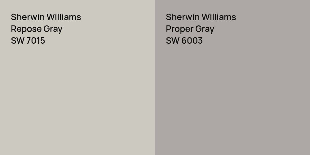 Sherwin Williams Repose Gray vs. Sherwin Williams Proper Gray comparison