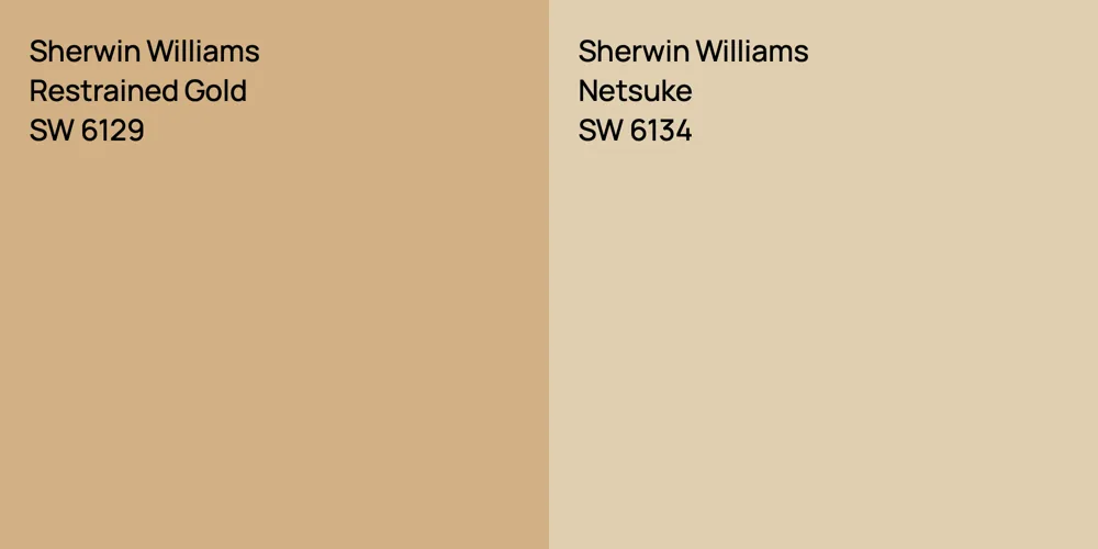 Sherwin Williams Restrained Gold vs. Sherwin Williams Netsuke comparison
