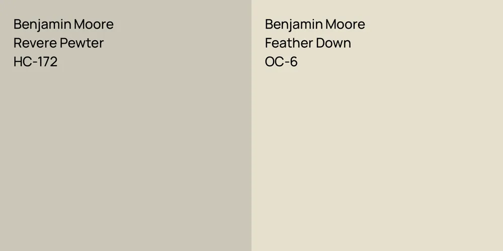 Benjamin Moore Revere Pewter vs. Benjamin Moore Feather Down comparison