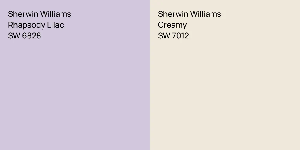 Sherwin Williams Rhapsody Lilac vs. Sherwin Williams Creamy comparison