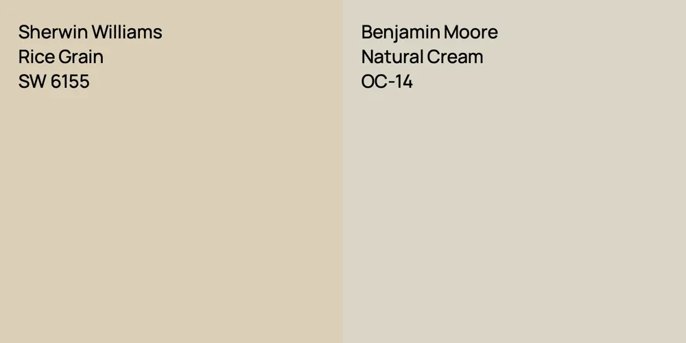 Sherwin Williams Rice Grain vs. Benjamin Moore Natural Cream comparison
