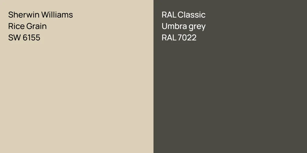 Sherwin Williams Rice Grain vs. RAL Classic Umbra grey comparison
