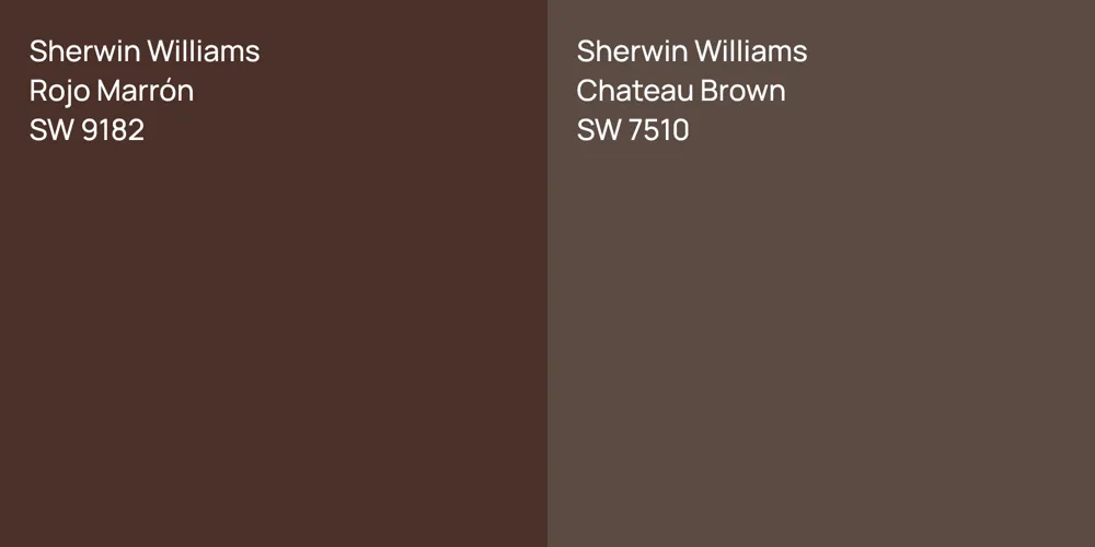 Sherwin Williams Rojo Marrón vs. Sherwin Williams Chateau Brown comparison