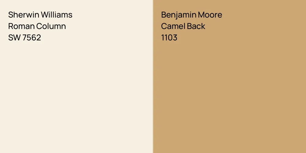 Sherwin Williams Roman Column vs. Benjamin Moore Camel Back comparison
