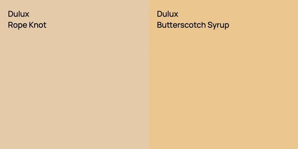 Dulux Rope Knot vs. Dulux Butterscotch Syrup comparison