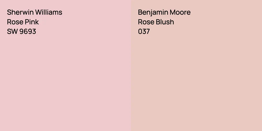 Sherwin Williams Rose Pink vs. Benjamin Moore Rose Blush comparison