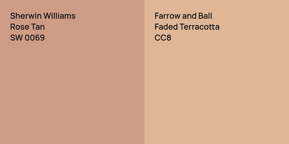 Sherwin Williams Rose Tan vs. Farrow and Ball Faded Terracotta comparison