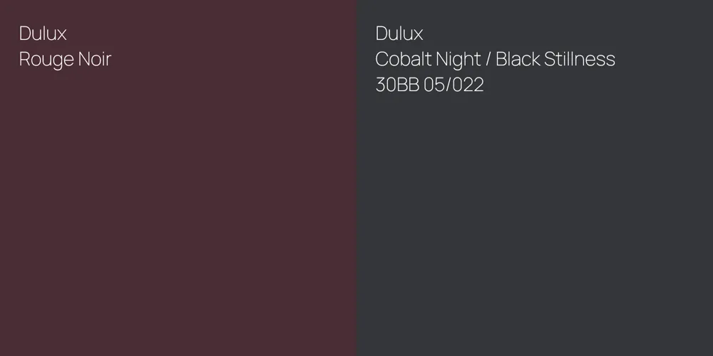 Dulux Rouge Noir vs. Dulux Cobalt Night comparison