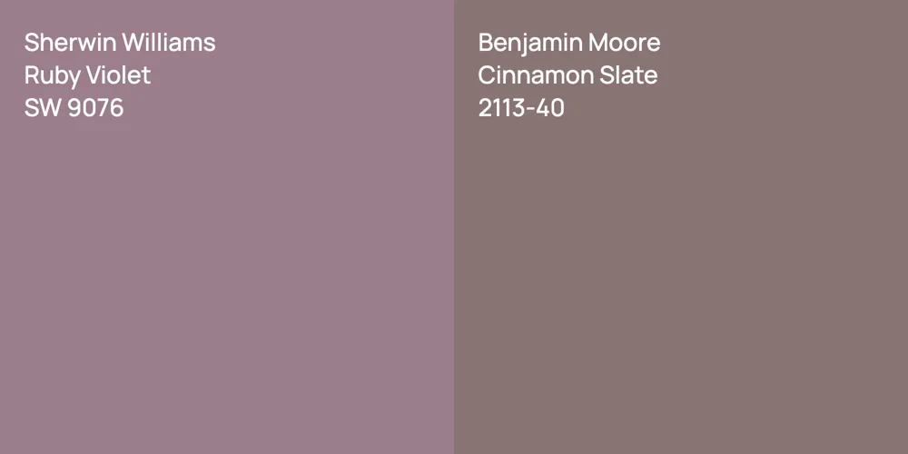 Sherwin Williams Ruby Violet vs. Benjamin Moore Cinnamon Slate comparison